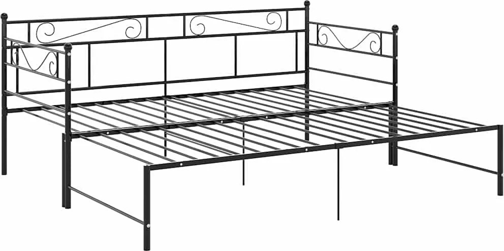Rám vysouvací postele/pohovky černý kovový 90 x 200 cm 324770