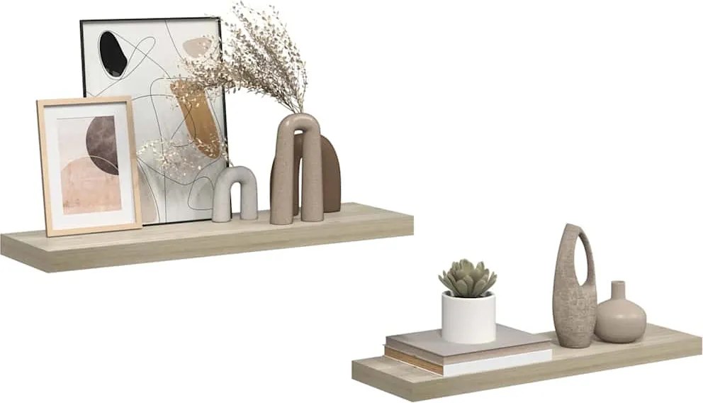 Plovoucí nástěnné police 2 ks dub 80 x 23,5 x 3,8 cm MDF 323878