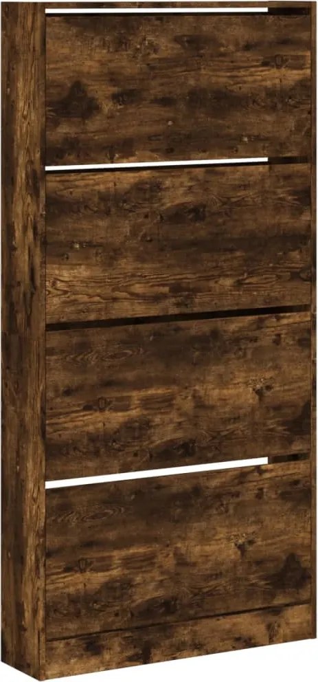 Botník se 4 výklopnými zásuvkami kouřový dub 80 x 21 x 163,5 cm 3214368