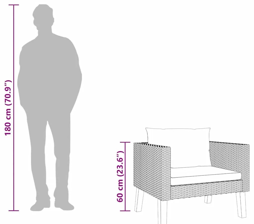 vidaXL Marketos Zahradní křeslo s poduškami polyratan černé