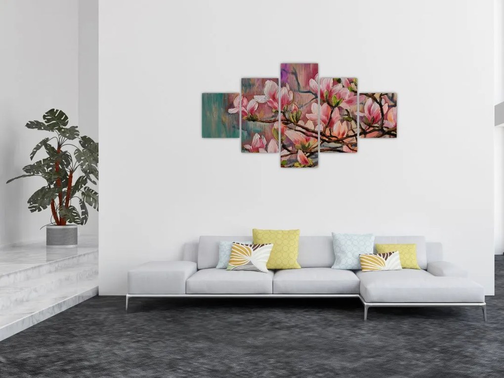 Obraz - Olejomalba, Rozkvetlá sakura (125x70 cm)