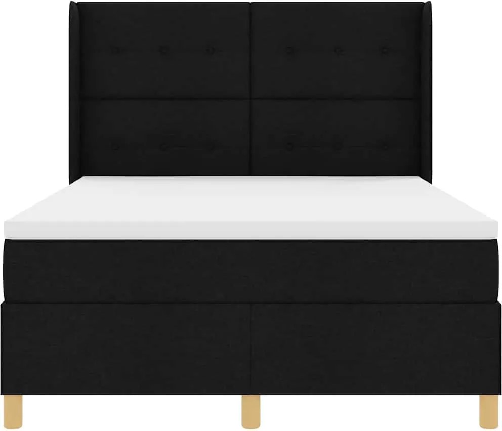 Postel s boxspringem s čelo Černá 140 x 200 cm textil 3341835