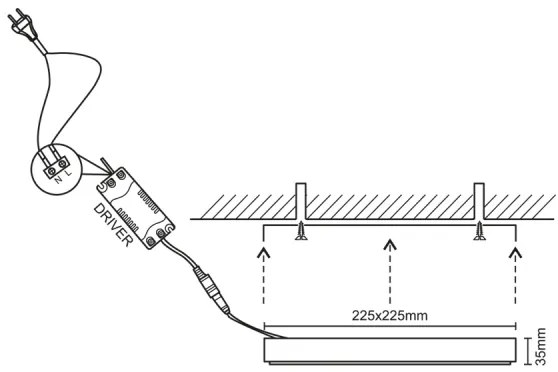 LED Stropní svítidlo LED/18W/230V 4000K 22,5x22,5 cm