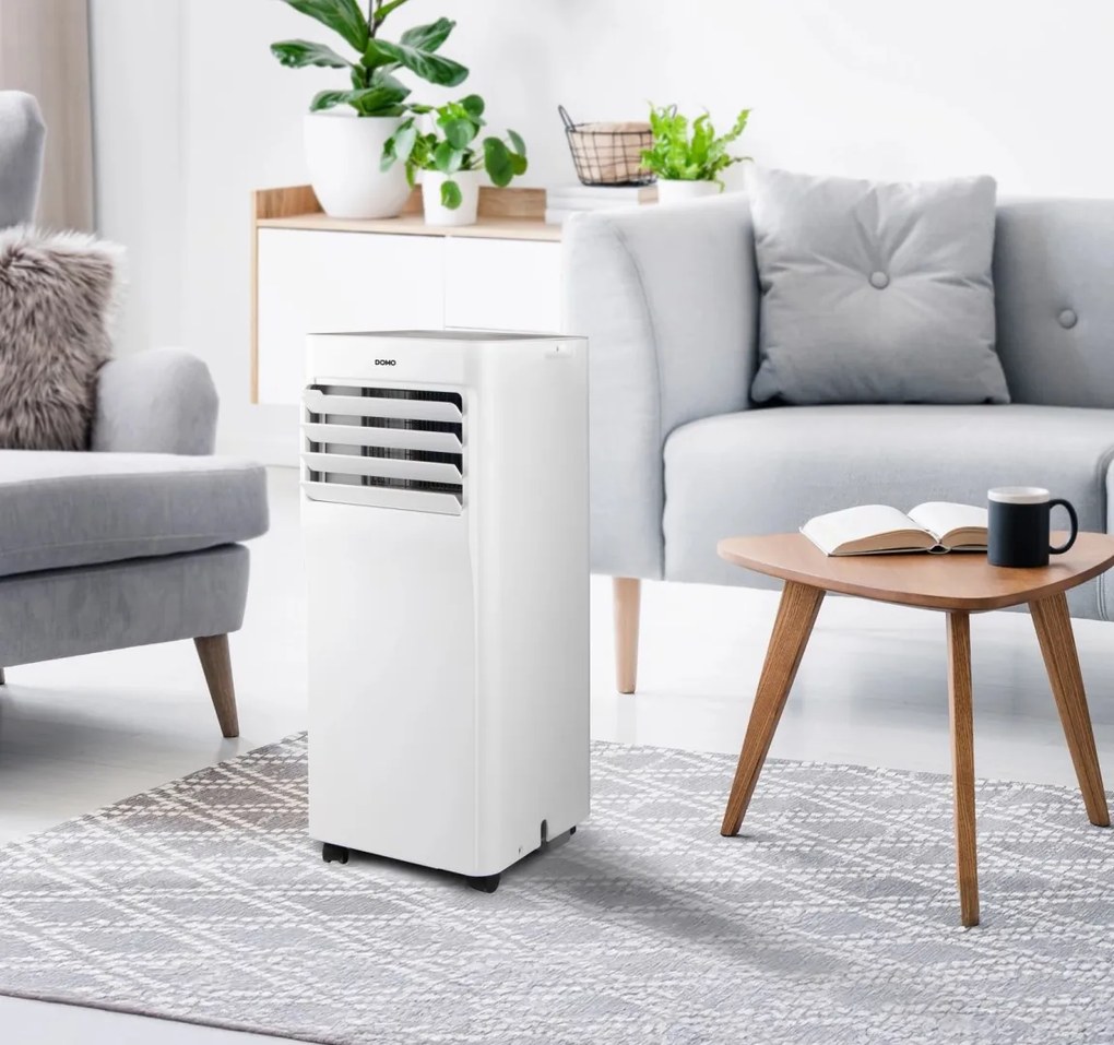 Mobilní klimatizace 4v1 COOLMAX 9000 BTU - DOMO DO10181, 2,6 kW, místnosti do 30 m2, 64 dB, Třída: A, dálkové ovládání, chlazení, ventilace, odvlhčování, čištění vzduchu
