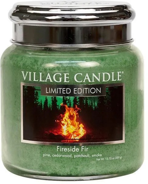 VILLAGE CANDLE Svíčka Village Candle - Fireside Fir 389g, zelená barva, sklo