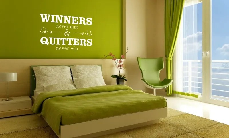 Samolepky na zeď - Winners never quit Barva: Modrá světlá, Velikost: 30x18 cm