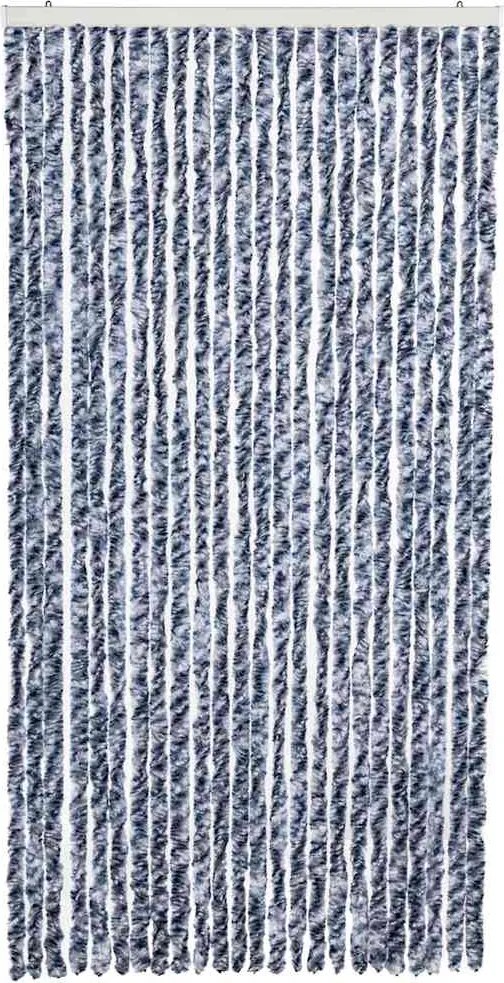 Závěs proti hmyzu modrý, bílý a stříbrný 100 x 220 cm Chenille 284275
