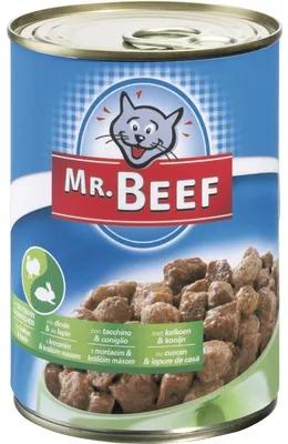 Krmivo pro kočky MR. BEEF, krůtí a králičí konzerva 400 g