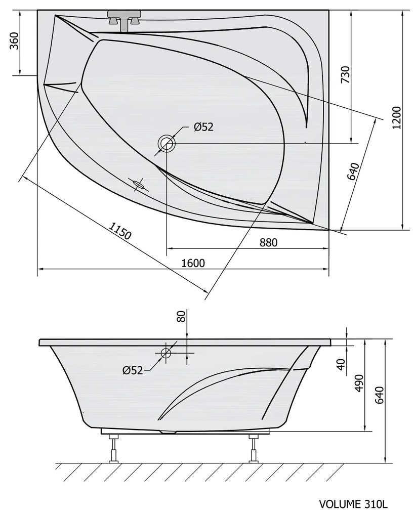 Polysan TANYA 160x120 R FRAME vana s konstrukcí, 66219