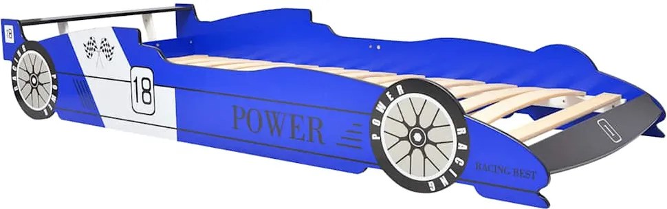 Dětská LED postel závodní auto, 90x200 cm, modrá 243937