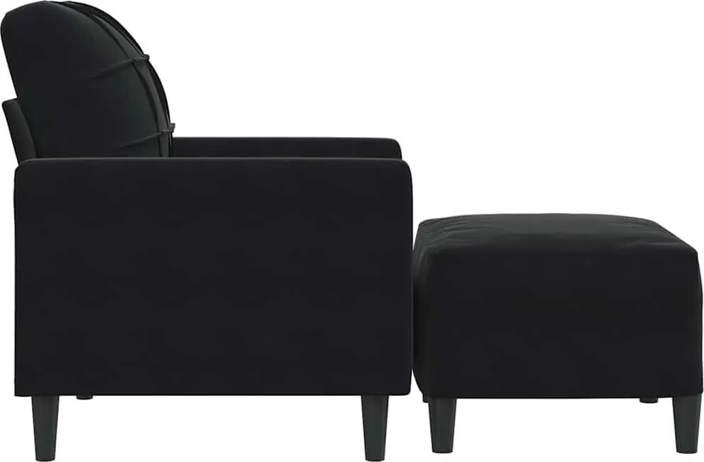 Křeslo s podnožkou černé 60 cm samet 3278262