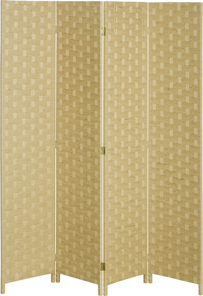 HOMCOM Dělicí stěna 4 panely 159,5x169,5 cm Skládací separator s dekorem z papírového provazu pro ložnici a obývací pokoj Hnědá | Aosom