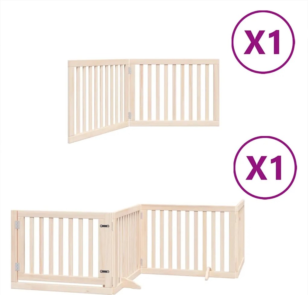 Zábrana pro psy s dvířky skládací 6 panelů 480 cm topol 3155665