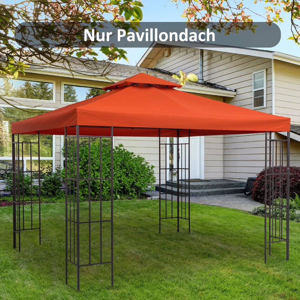 Outsunny náhradní střecha pro kovový altán 3x3m zahradní altán rezavě červený polyester, odolný proti povětrnostním vlivům
