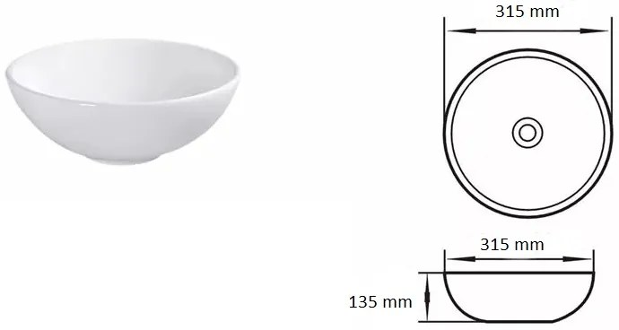 Gamma Doxa, umyvadlo na desku 315x315x135 mm, bílá lesklá, GMA-UC-DOXA