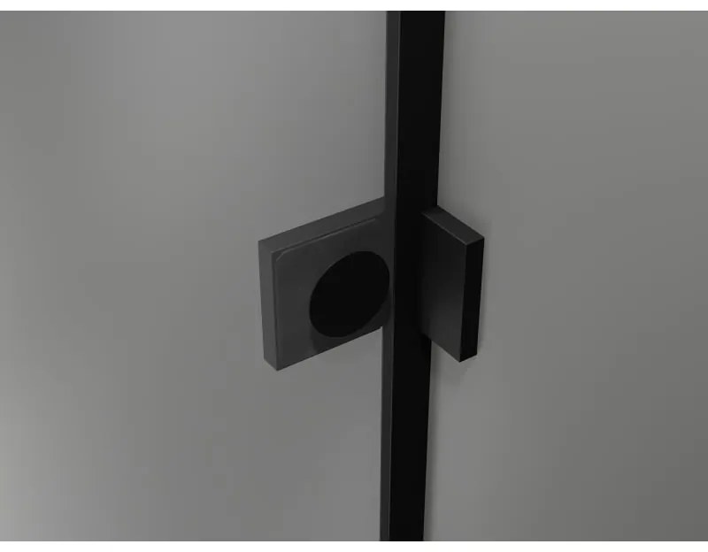 Mexen Lunar, L pětiúhelníkový sprchový kout naklápěcí doleva 100 x 80 cm, 8mm čiré sklo, černý profil, 831L-100L-080P-70-00-L