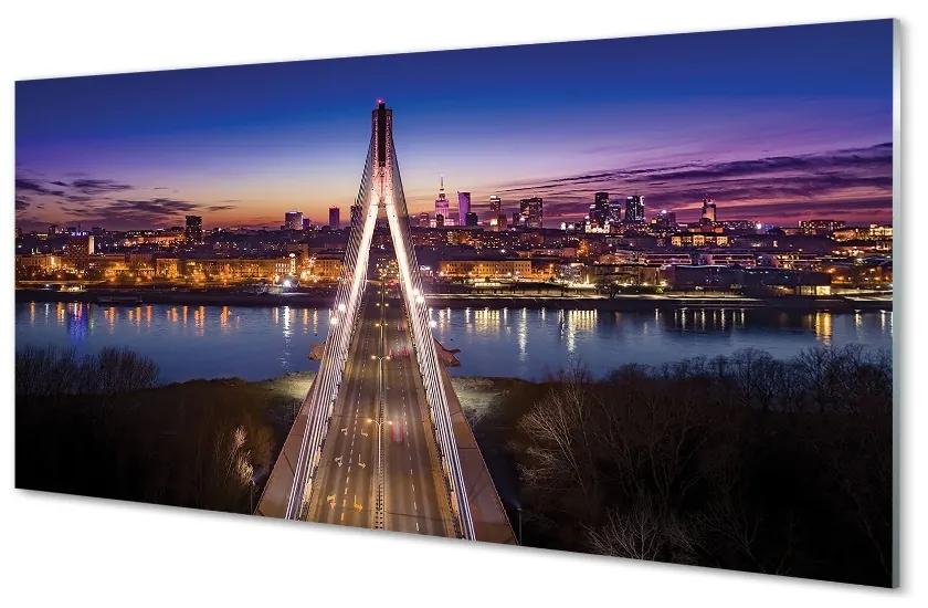 Obraz na skle Warsaw panorama říční most 100x50 cm