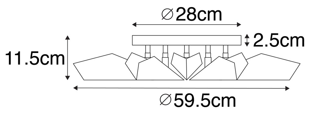 Designové stropní svítidlo černé se zlatem 5-světlo - Sinem