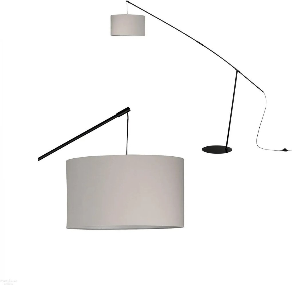 Paulmann 79729 Neordic Benue, stojací lampa lampa s černou konstrukcí a šedým textilem, 1x60W E27, výška 183cm