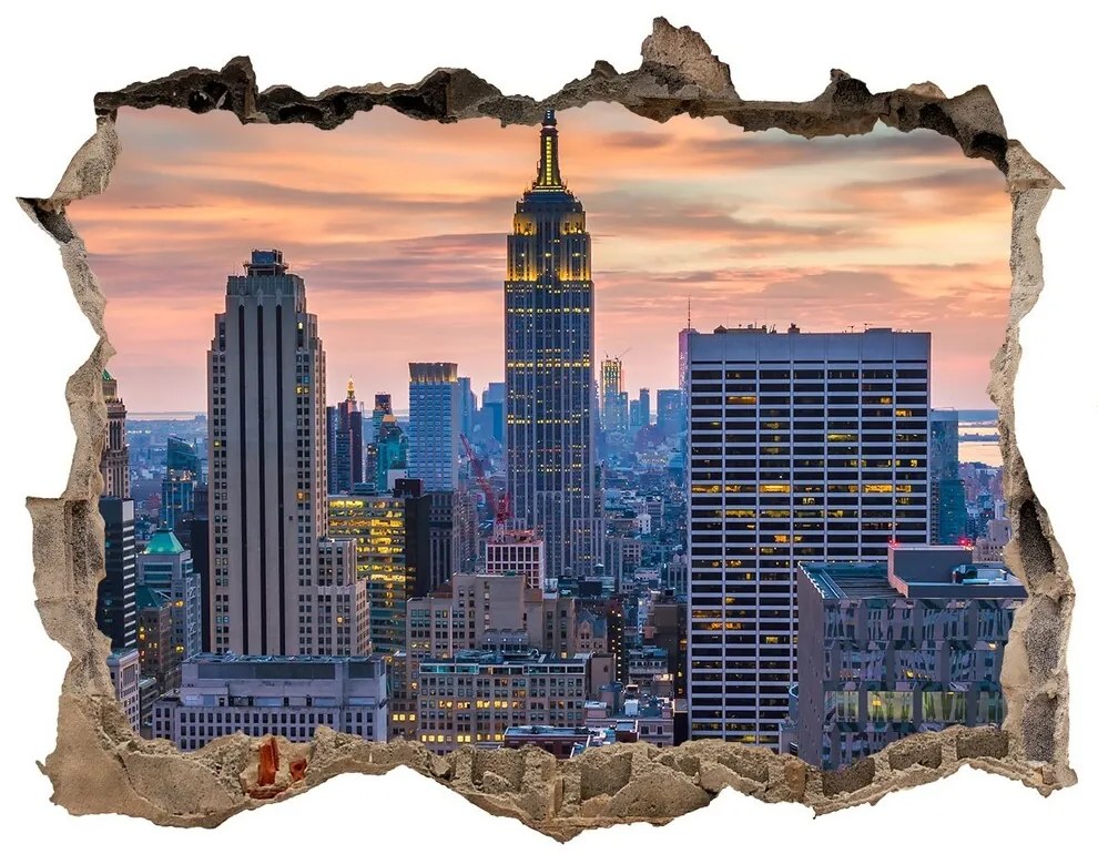 Wallmuralia Fototapeta díra na zeď 3D Manhattan New York 95x64 cm