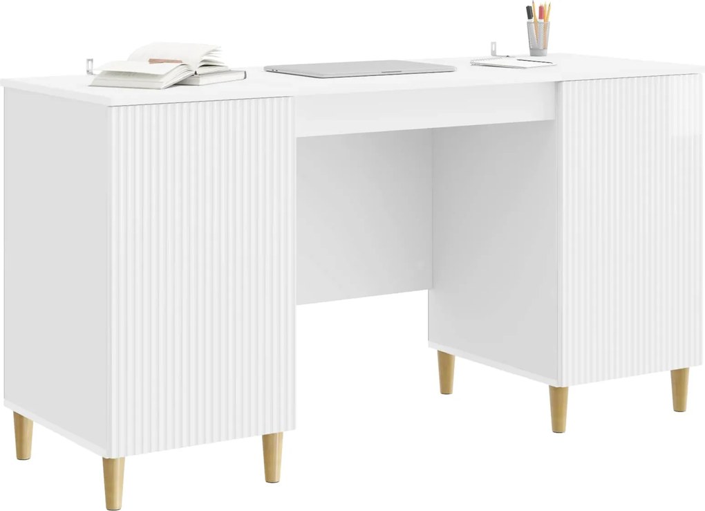 Stůl Bílá s vysokým leskem 142,5 x 50 x 75 cm Kompozitní dřevo 3414598