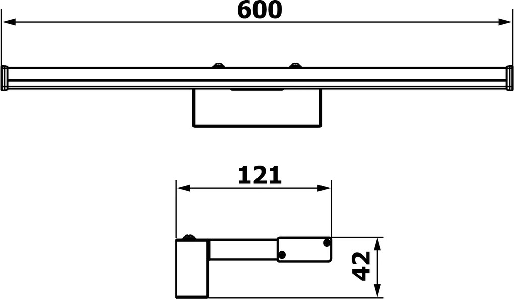 Sapho, CHICAGO XL LED svítidlo, 600x120x40 mm, 12W, 230 V, plast, černá matná