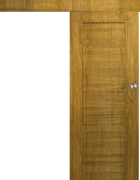 posuvné interiérové dveře na stěnu vasco doors IBIZA plné, model 1 Průchozí rozměr: 70 x 197 cm, Orientace dveří: Levé dveře, Dekor: Dub Santa