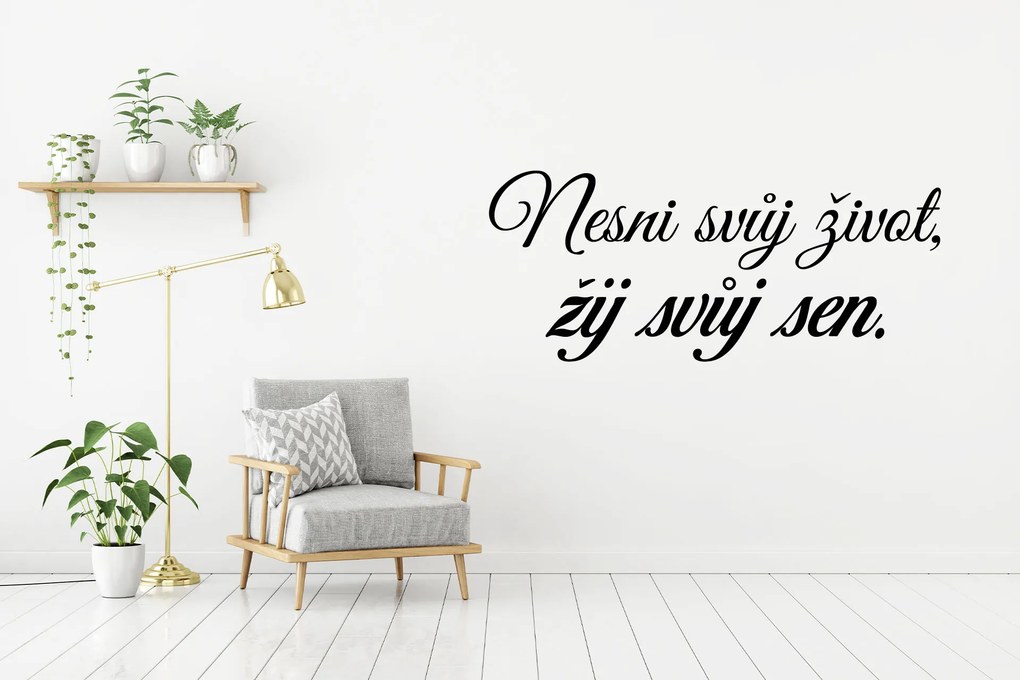 Samolepka na zeď Žij svůj sen Barevná varianta: Černá, Velikost (šířka x výška): 40x16cm