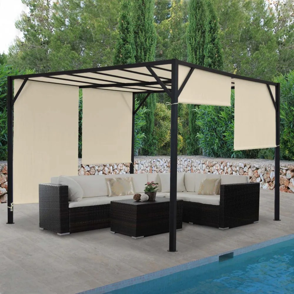 Pergola se stahovací střechou 4x4 m Dekorhome Šedohnědá taupe