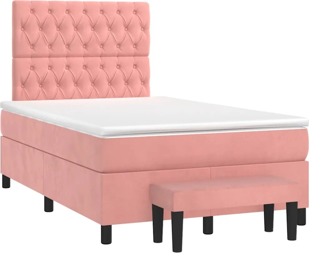 Box spring postel s matrací růžová 120x190 cm samet 3270492