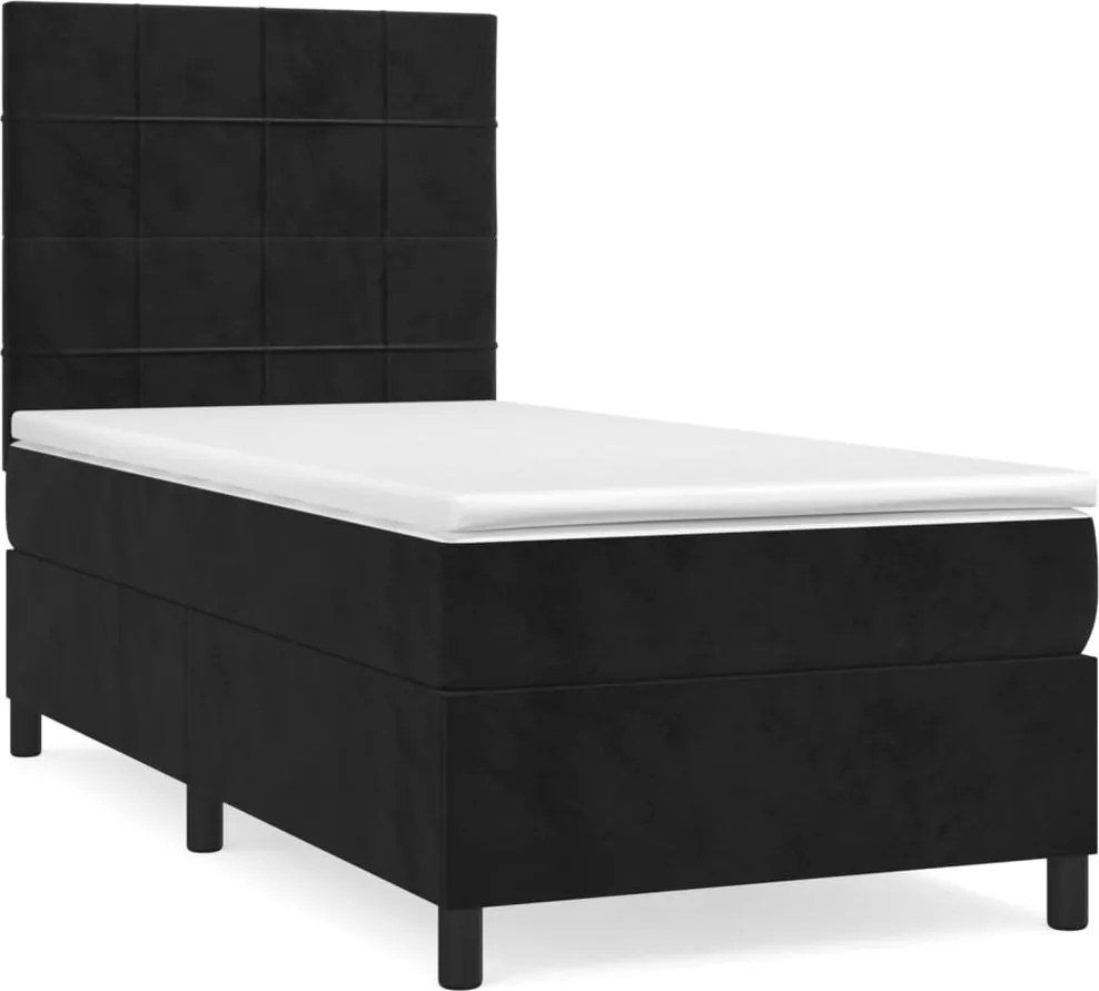 vidaXL Box spring postel s matrací 100x200 cm samet [3143009] Barva: Tmavě moddrá