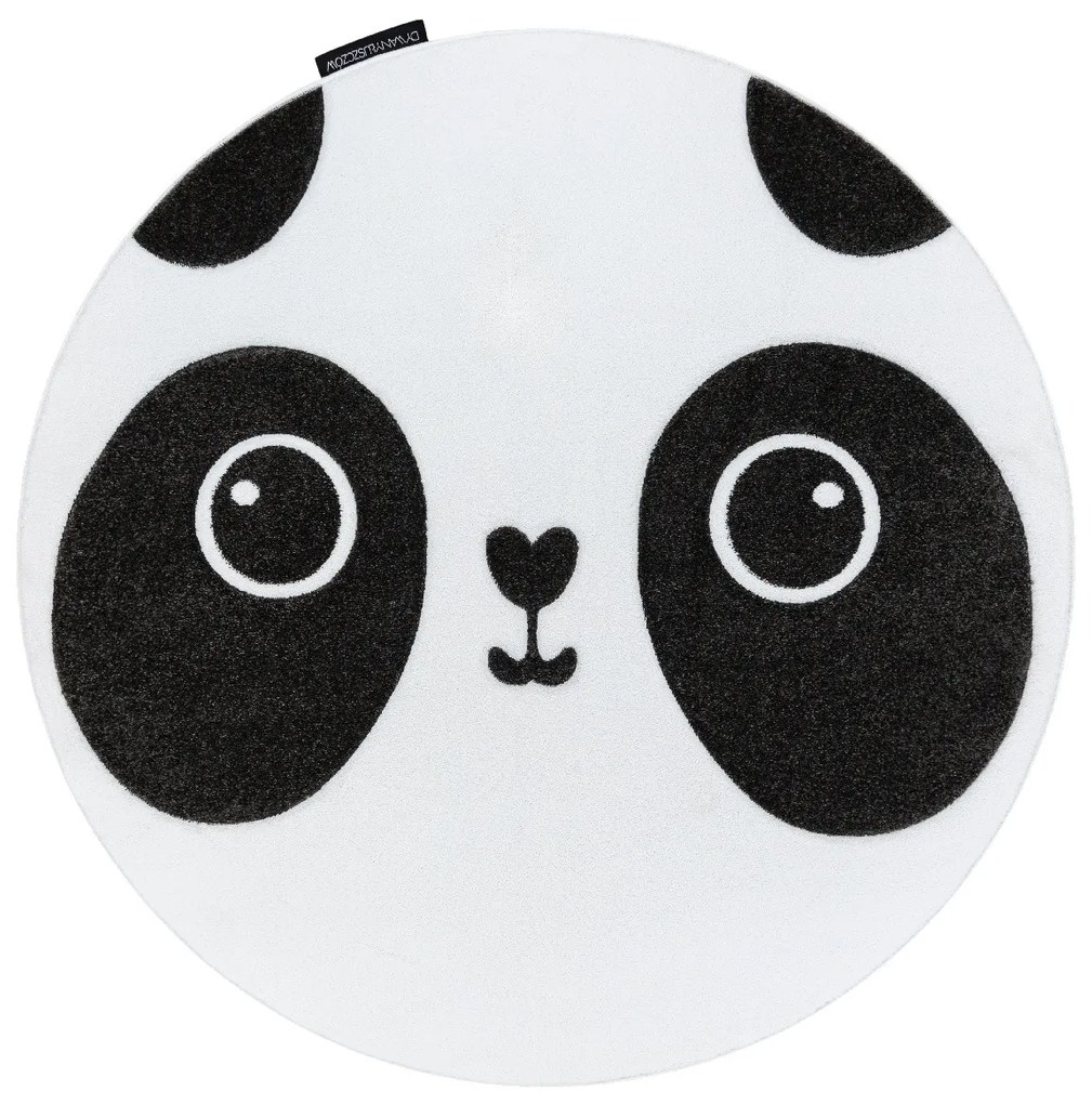 Dywany Łuszczów, Dětský kusový koberec Petit Panda white kruh, 160x160 (průměr) kruh, černobílá, dětský pokoj