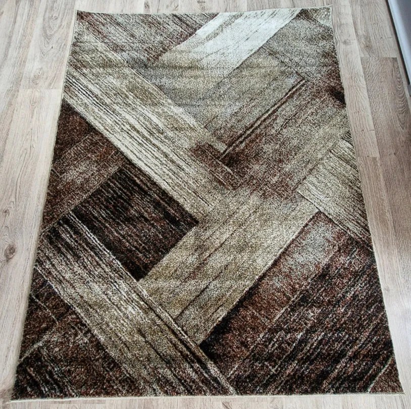 HU Hnědý moderní koberec Villa 836 s geometrickým vzorem Rozměr: 60x100 cm