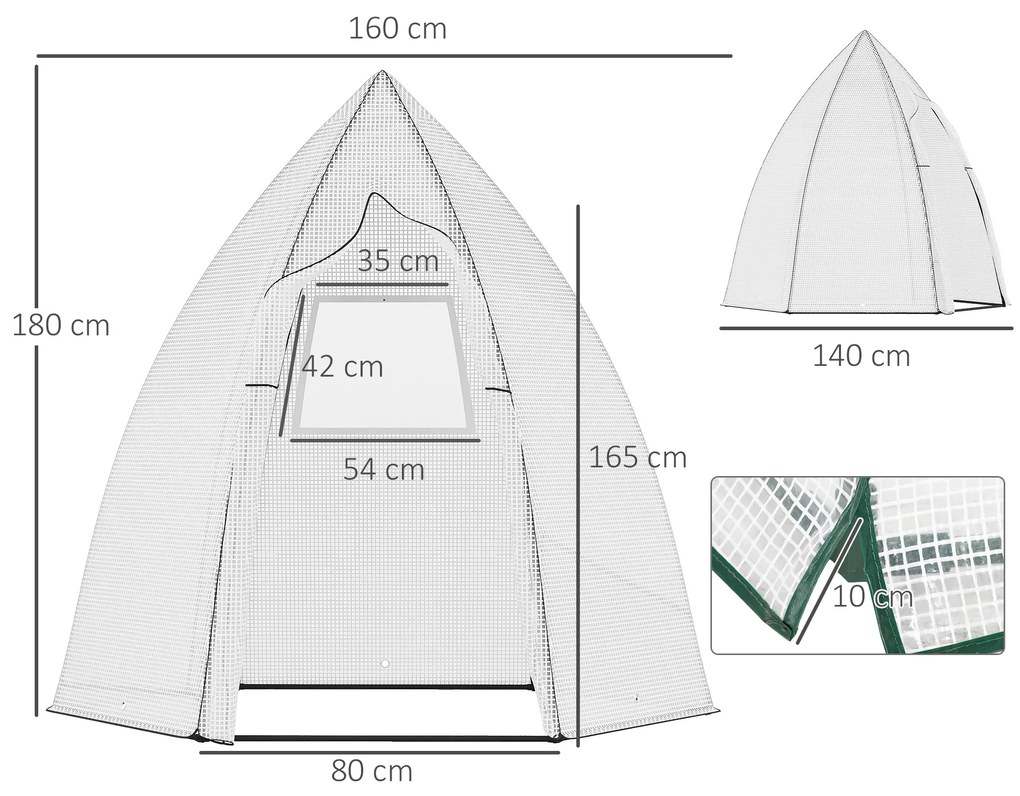 Outsunny mini skleníkový zimní stan s rolovacími dveřmi 160x140x180cm pro zahradu balkon zimní ochrana bílá | Aosom.de