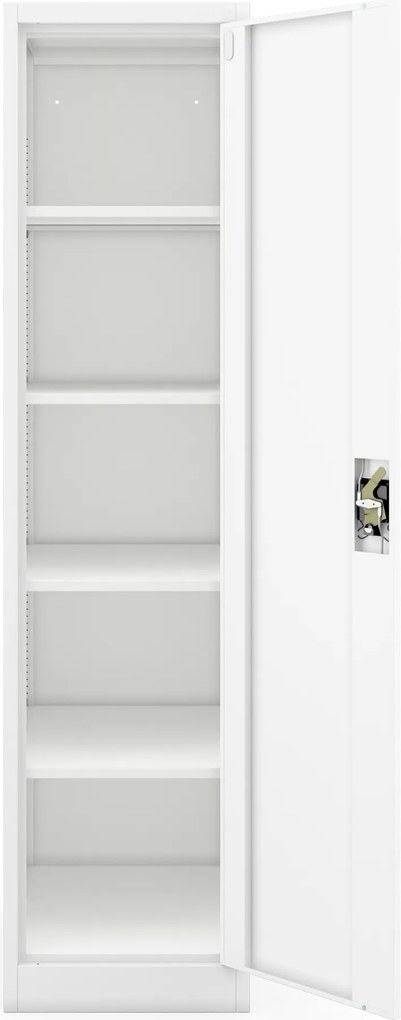 Kovová kancelářská skříň na spisy a dokumenty hluboká, bílá, 450x1850x600 mm: ALEX D600