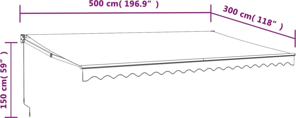 vidaXL Zatahovací markýza a bílá 5 x 3 m textil a hliník [3154465] Barva: Žluto-bílá