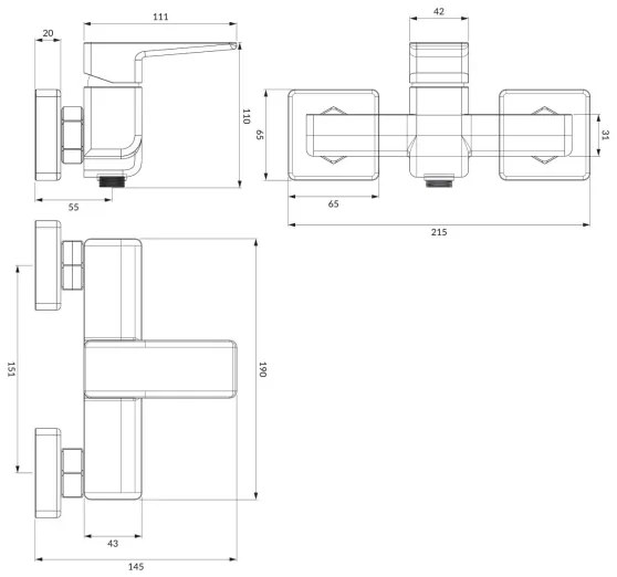OMNIRES PM7440BL - Sprchová baterie PARMA matná černá