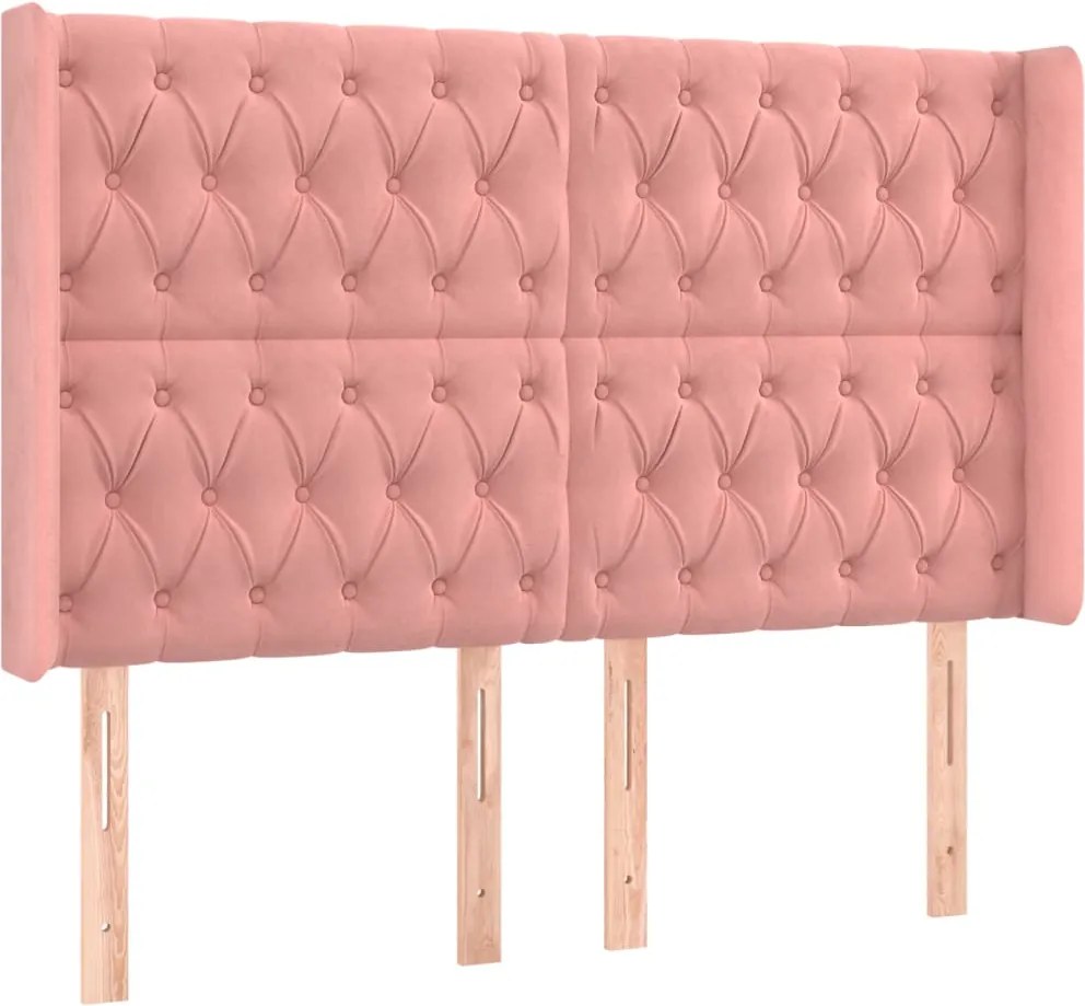 Box spring postel s matrací a LED růžová 160x200 cm samet 3139756