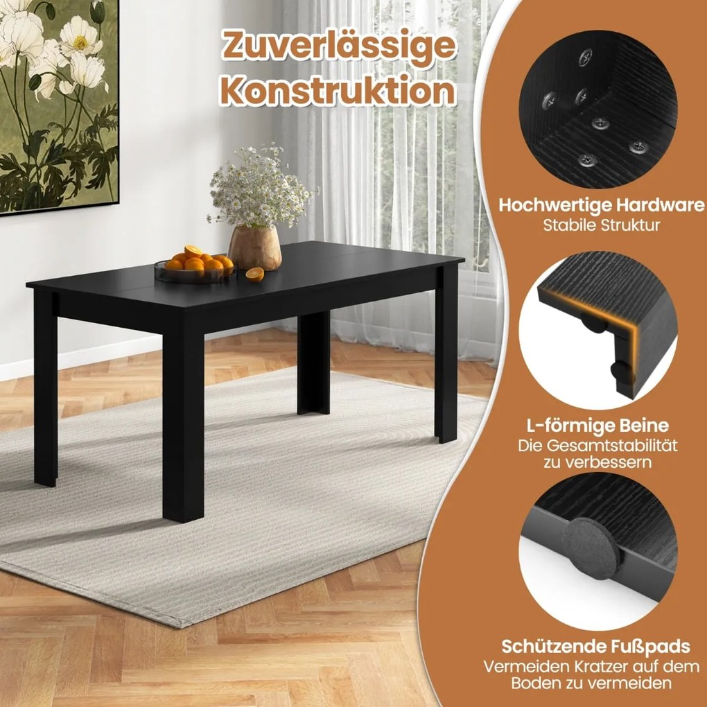 Costway 160 cm dlouhý rozkládací jídelní stůl moderní s místem až pro 8 osob