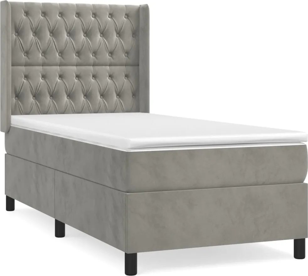 vidaXL Box spring postel s matrací 90x190 cm samet [3132831] Barva: Tmavě zelená