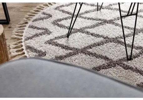 Kulatý koberec BERBER BENI krémový střapce, Maroko, Shaggy velikost kruh 160 cm | krásné koberce cz