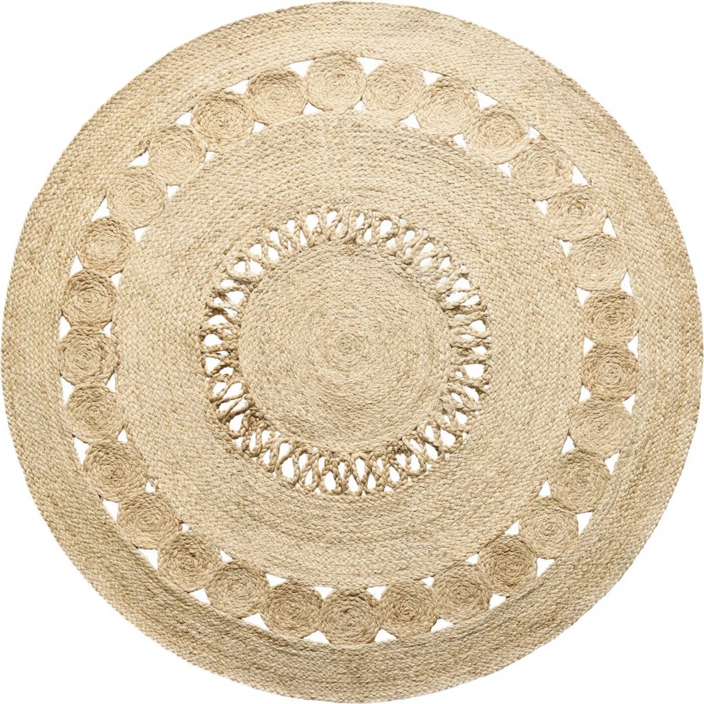 Diamond Carpets India, Ručně vázaný kusový koberec Zora J 29 Natural kruh, 180x180 (průměr) kruh, béžová, chodba / předsíň