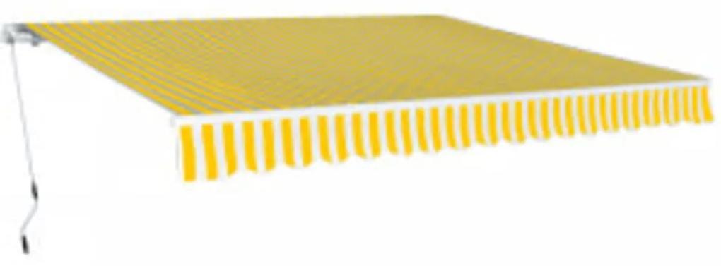 Skládací markýza na ruční ovládání 600 cm žlutobílá - Default Title
