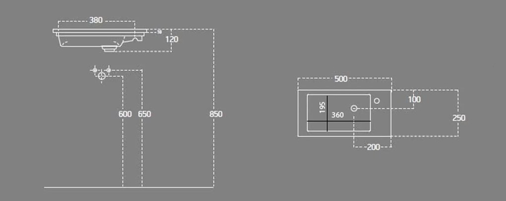 Aqualine Aqualine, ZUNO 50 nábytkové umyvadlo 50x25cm, 9050
