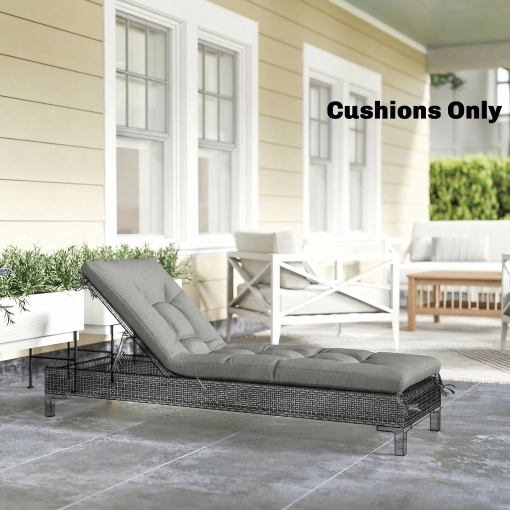 Outsunny Polštář z palety Odnímatelný sedák s upevňovacími popruhy Polštář z palety pro většinu lehátek 198x65x13cm Světle šedý