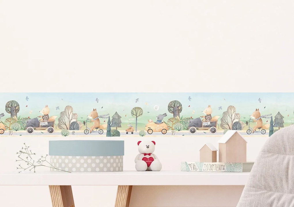 Dětská samolepící bordura na zeď Lesní Jízda | 5 m x 13.8 cm | DWBD8493