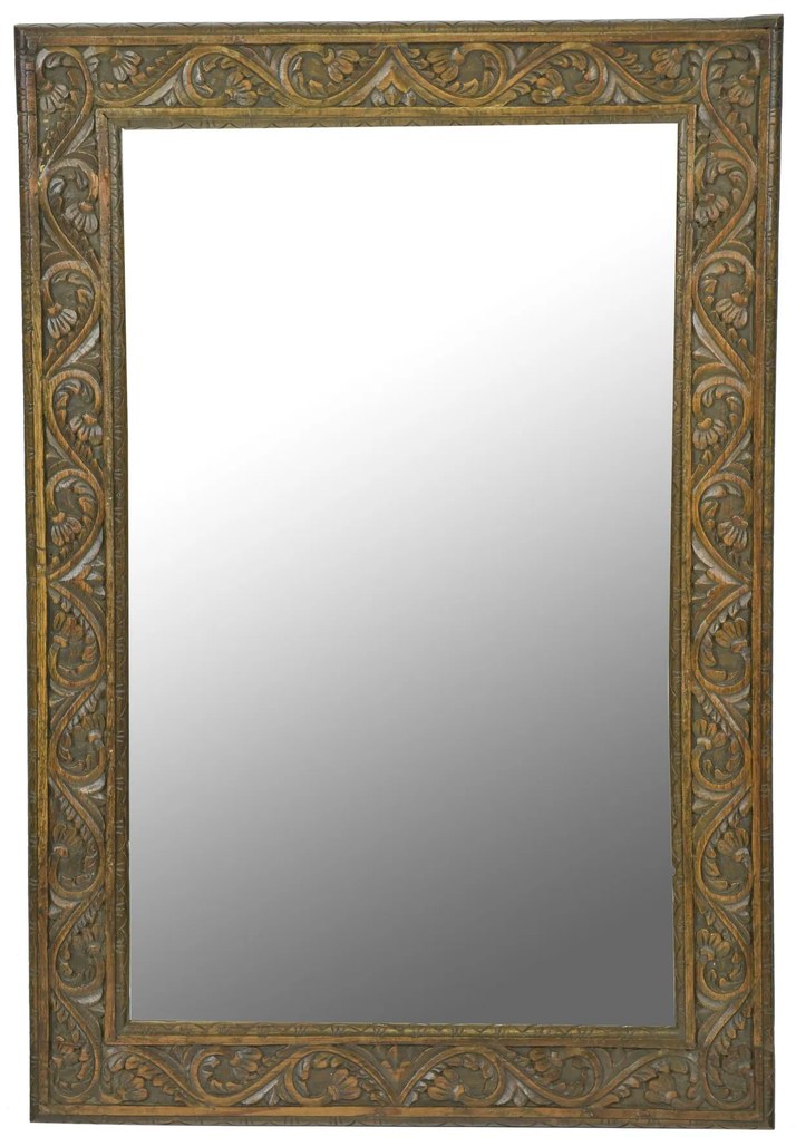Sanu Babu Zrcadlo v rámu z teakového dřeva,ručně vyřezávané, 55x3x82cm