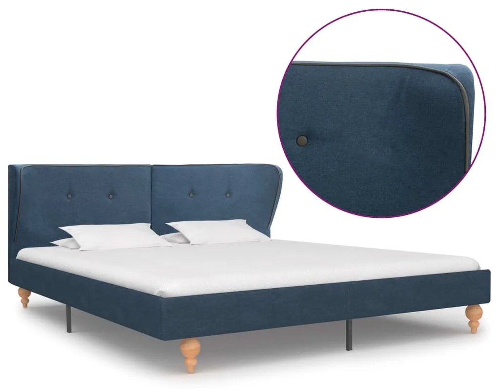 280581 vidaXL Rám postele modrý textil 180 x 200 cm