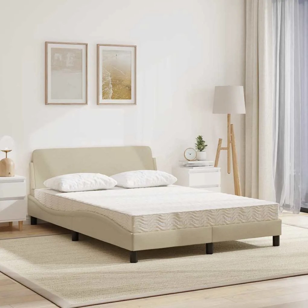 Postel s matrací Dover krémová 140 x 190 cm textil 3208389