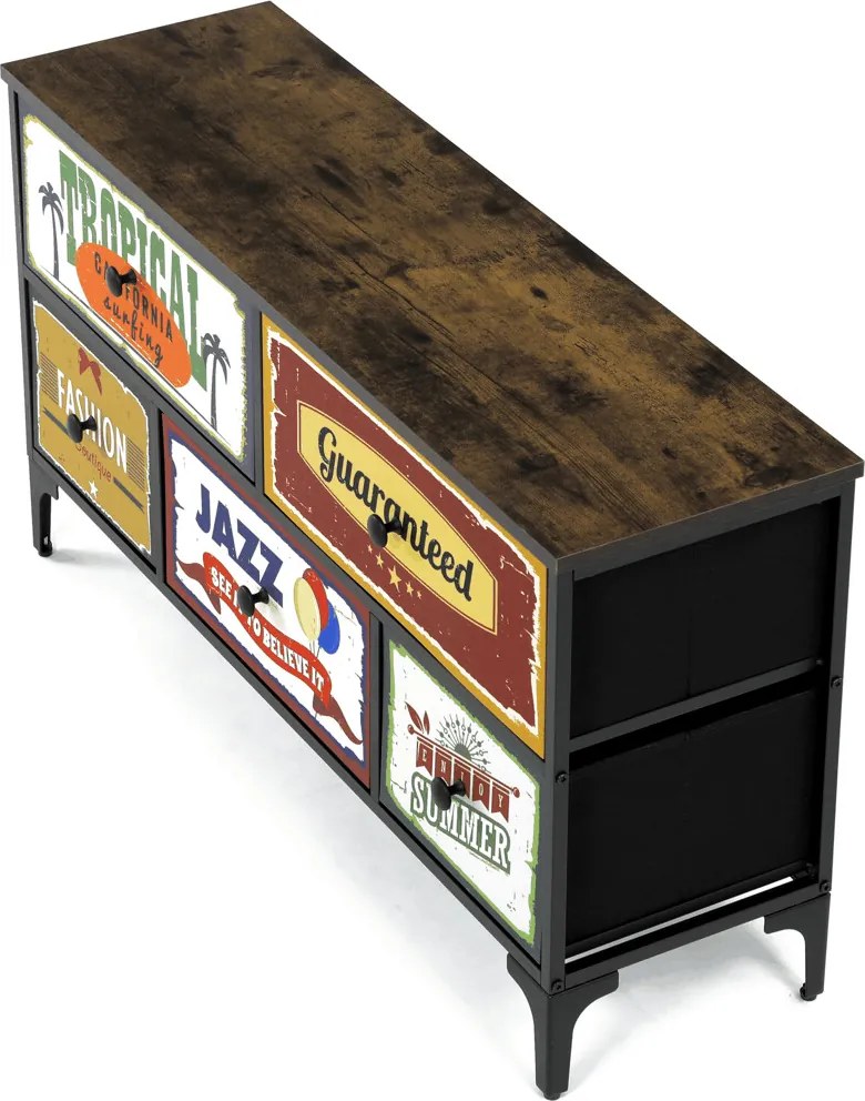 Retro komoda LINEA - old wood / MDF